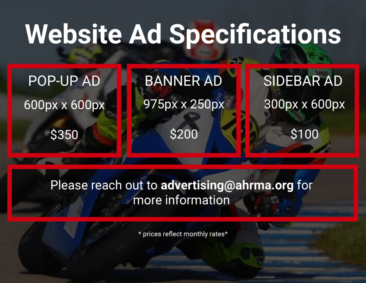 AHRMA Website Advertising – AHRMA
